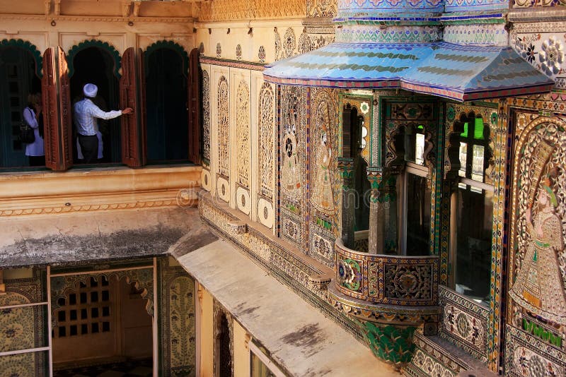 Wall Decoration of Peacock Square, City Palace Complex, Udaipur, India ...