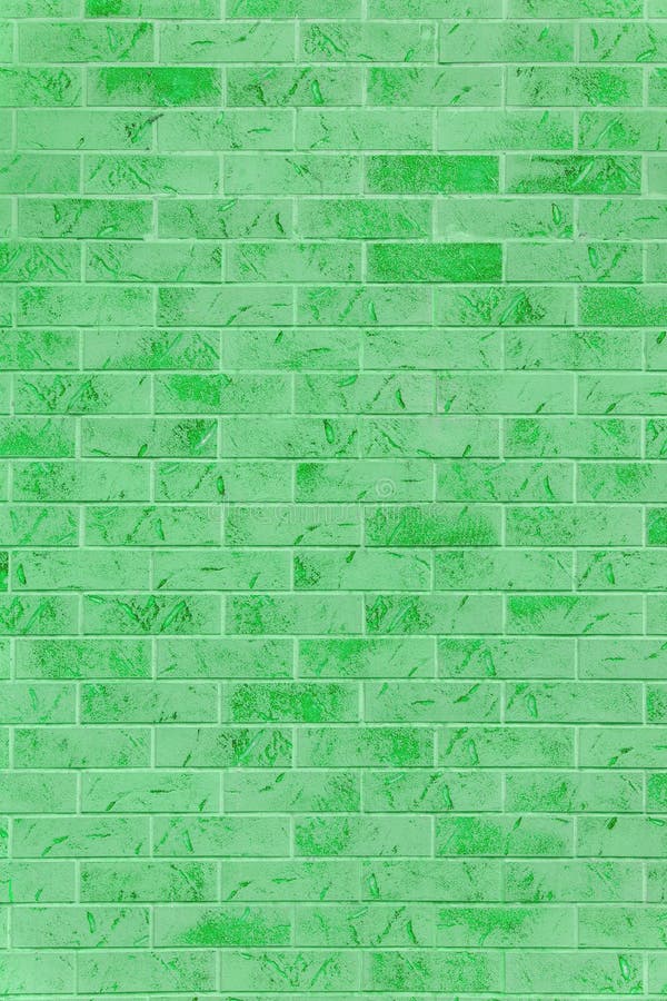 Wall of Decorative Green Bricks Covered with Imitation Damage. Stock ...