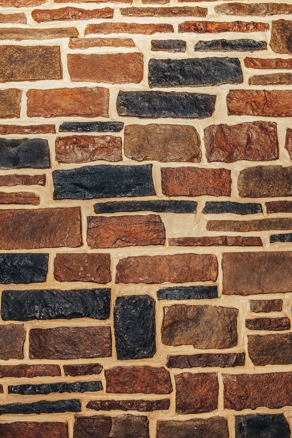 Stone Wall Made of Treated Decorative Stone with Decorative Elements ...