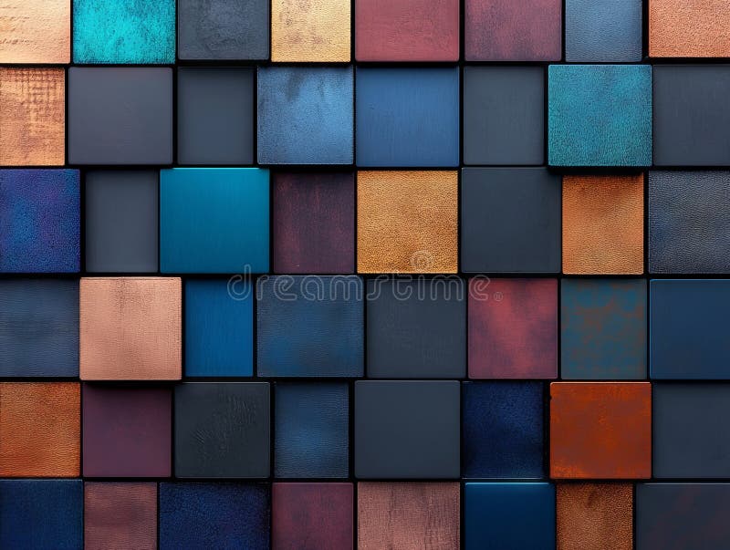 A Wall of Different Colored Squares of Different Colors Stock Photo ...