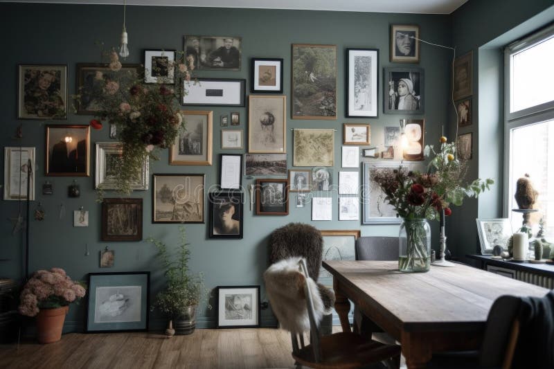 A Wall with Different Kinds of Art, Such As Paintings and Prints, To ...