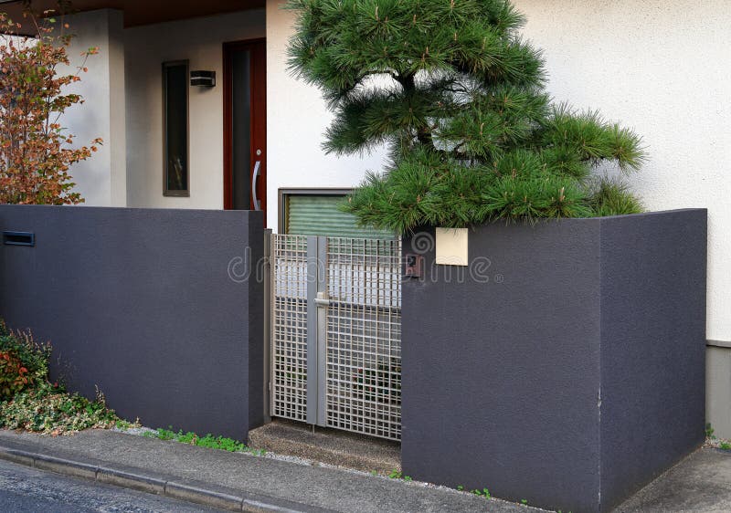 Wall and Door of Modern House in Japanese Style Stock Photo - Image of ...