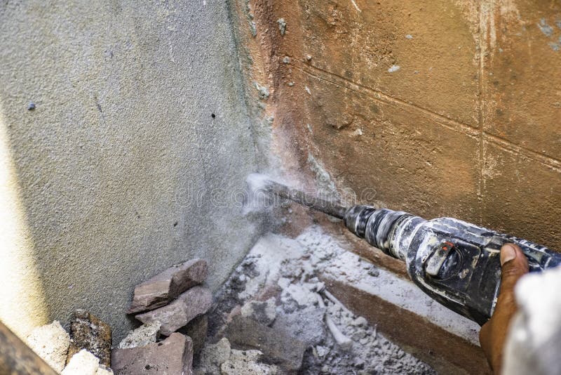 Wall Drill by Skilled Technicians. Stock Photo - Image of hole, machine ...