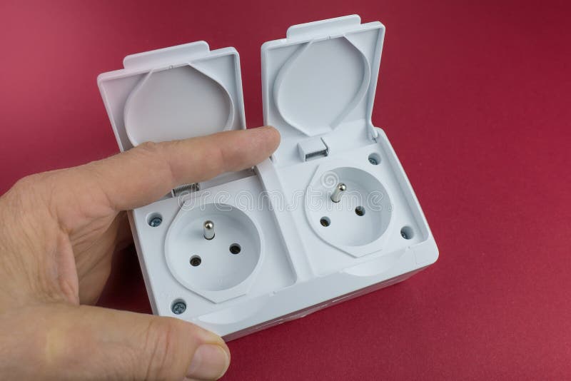 Wall Electrical European Standard Double Socket. Mount on the Wall Stock Image - Image of ...