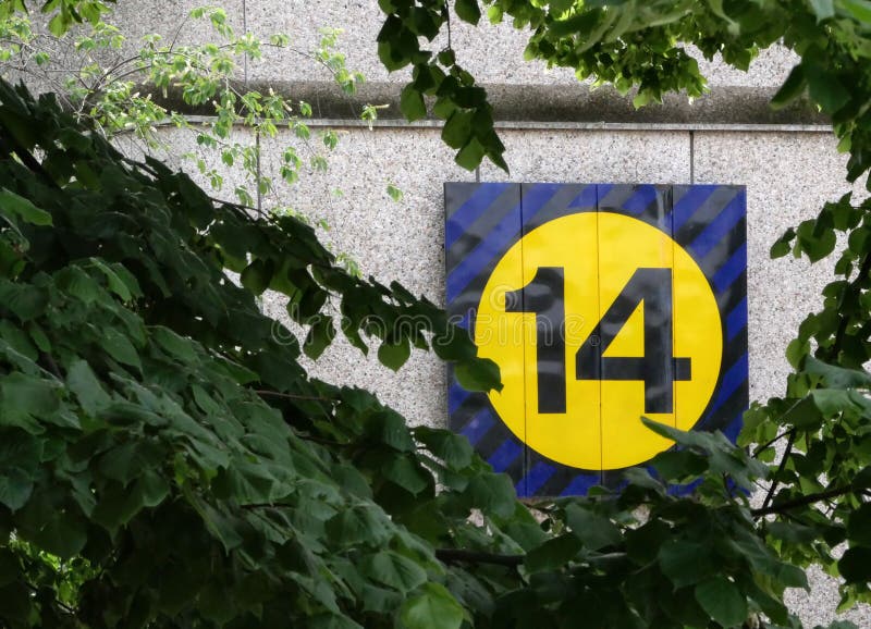 Wall of an Industrial Building with the Number 14 Stock Photo - Image ...