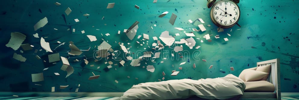 Wall Exploding Around a Serene Sleeper, Metaphor for Restless Sleep ...