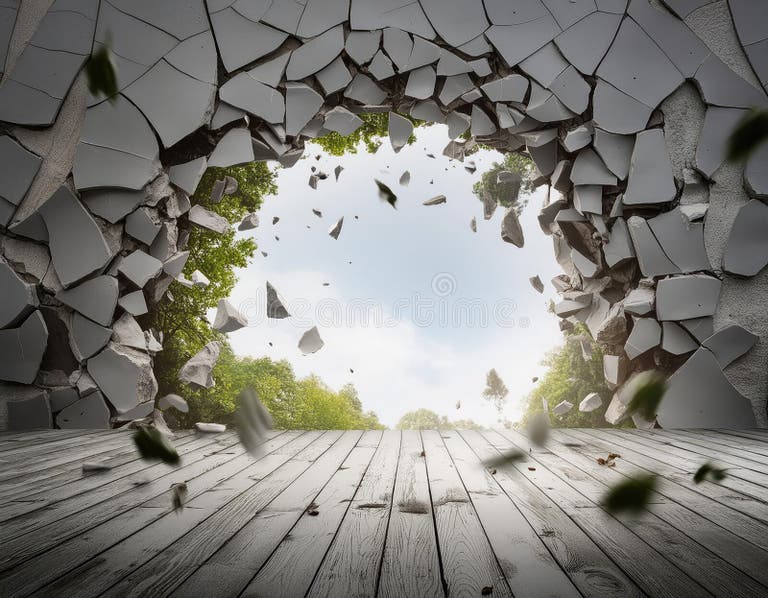 Wall Exploding, with a Central Free Area for Any Object or Background ...