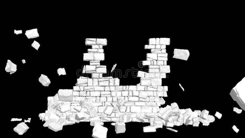 Wall Explosion, Destruction. 3D Animation Stock Video - Video of brick ...