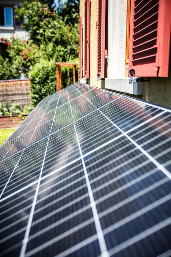 Wall or Facade Construction with Solar Modules Stock Image - Image of ...