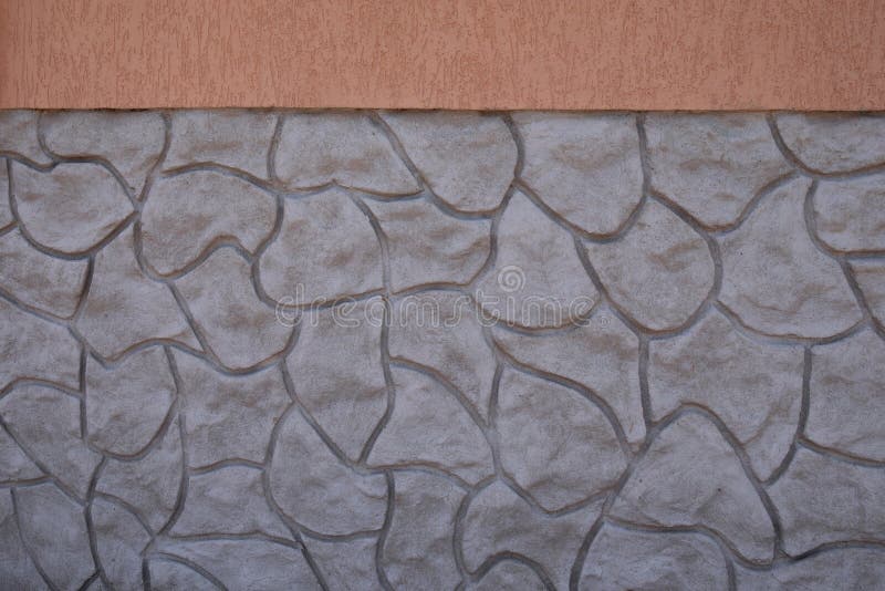 Wall Facade Made with Concrete in Rubble Stone Shape and Stucco Bark ...
