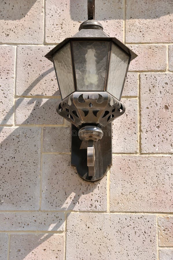 Wall in Featured Texture with Alone Lamp Attached Stock Photo - Image ...