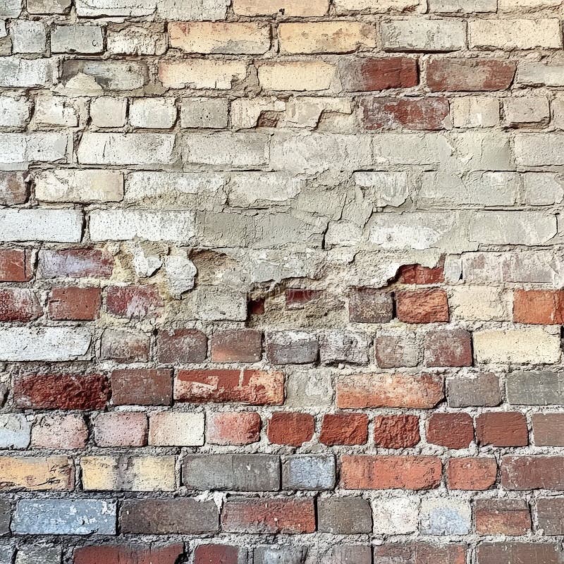 Textured Brick Wall with Peeling Plaster in an Urban Setting Stock ...
