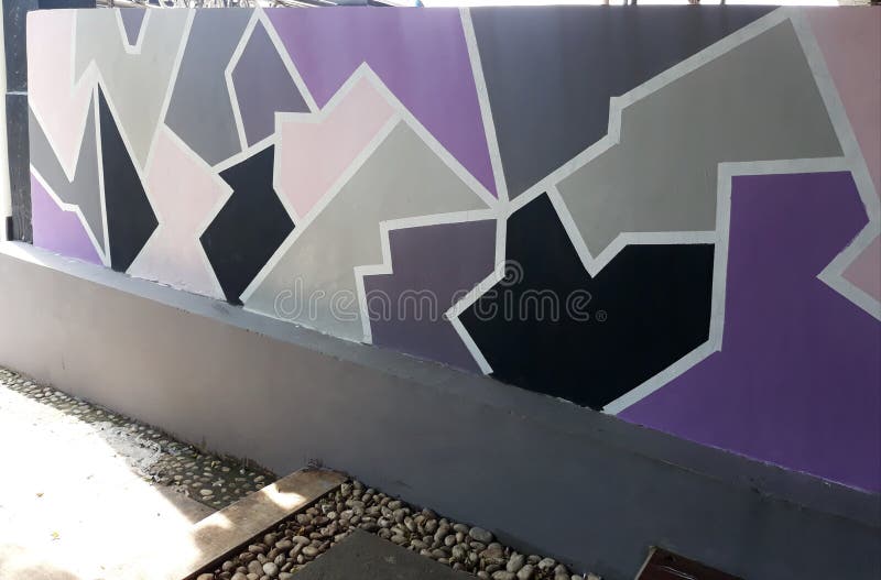 Wall Fence with Mural Geometric Concept Stock Image - Image of ...
