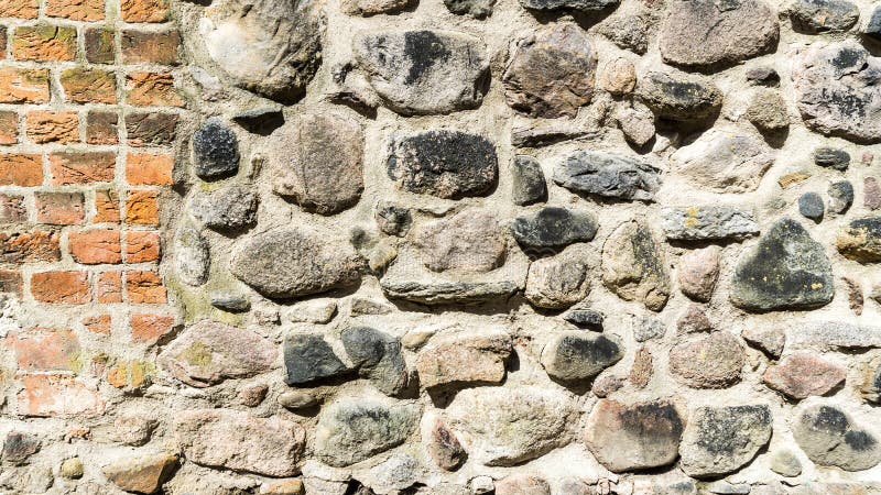 Wall of Field Stones and Red Bricks Stock Photo - Image of rock, brick ...