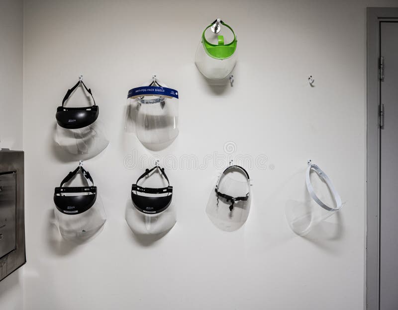 Wall Filled with Face Shields.. Editorial Image - Image of natural ...