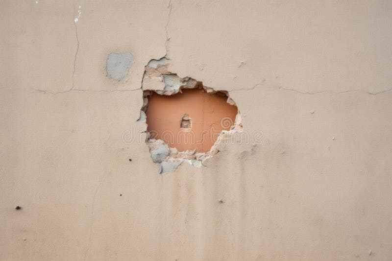 A Wall with a Filled Hole, Repaired and Sanded Stock Photo - Image of ...