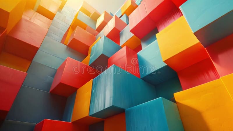 Colorful Wall Featuring a Variety of Colored Blocks Stock Footage ...