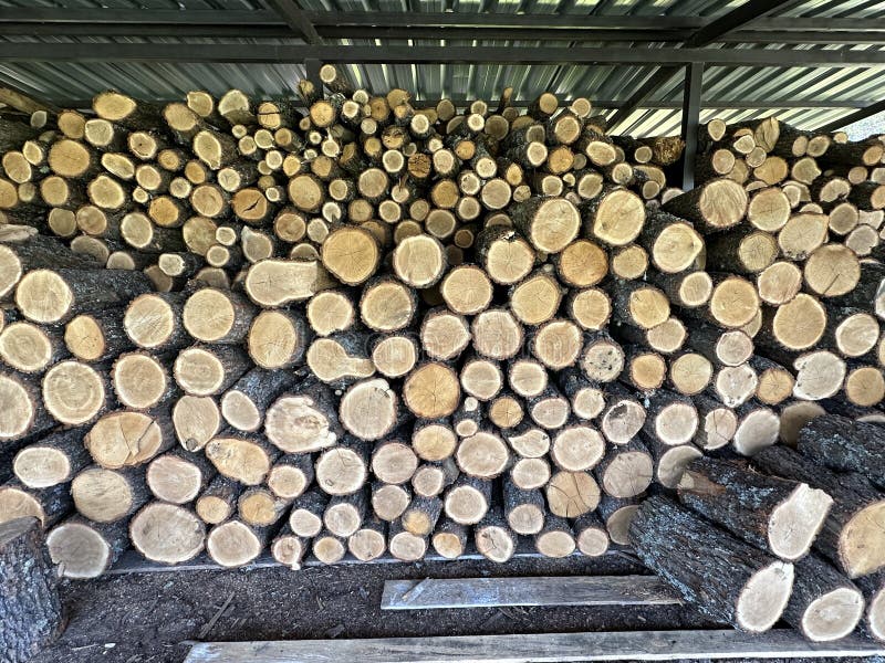 Wall of Firewood, Background of Dry Chopped Firewood. Background ...