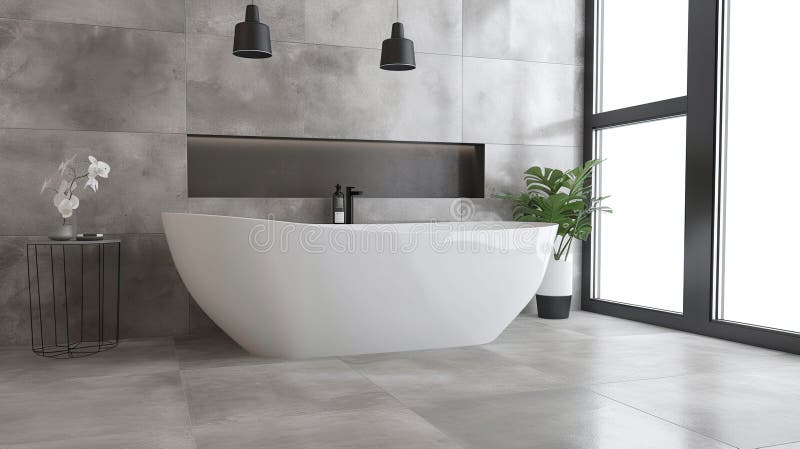 Wall and Floor Tiles. a Concept of a Modern Bathroom. Corner View ...