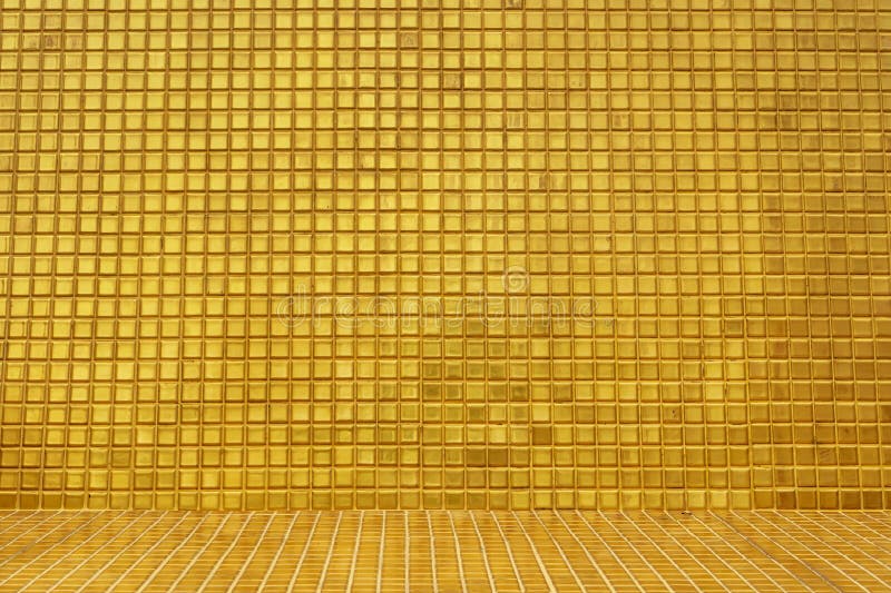 Wall and Floors with Gold Tiles Stock Photo - Image of decoration ...