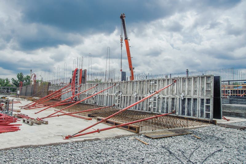 Wall Formwork on the Construction Stock Image - Image of building ...