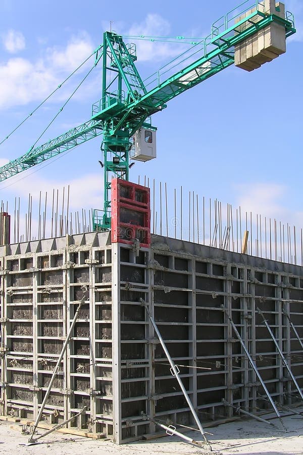 Wall formwork and crane stock photo. Image of industry - 252253666