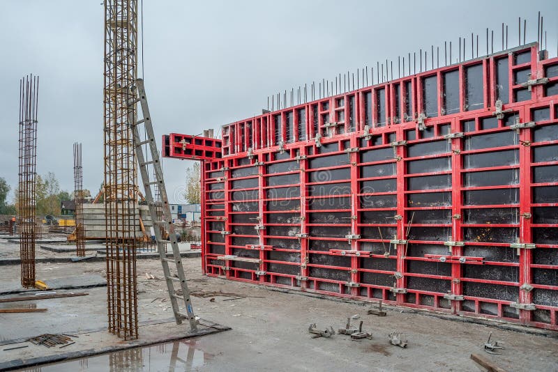 Wall formwork in housing stock photo. Image of activity - 254830370