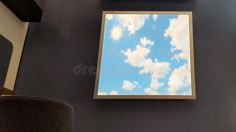 Wall Frame Light with Cloud and Sky Picture Hanging in Interior Home ...