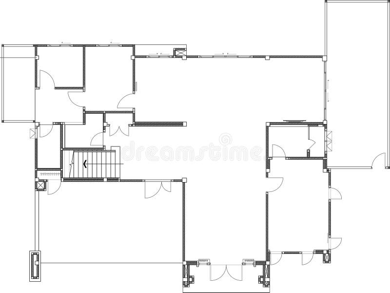 Wall Frame Structure with Door and Window Layout - House Plan Drawing ...
