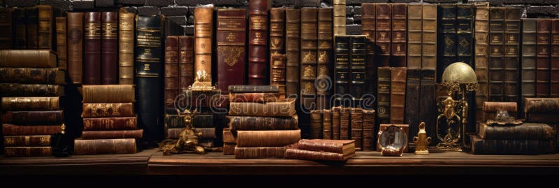 A Wall Full of Ancient Books of a Library, Holding Many Historical ...