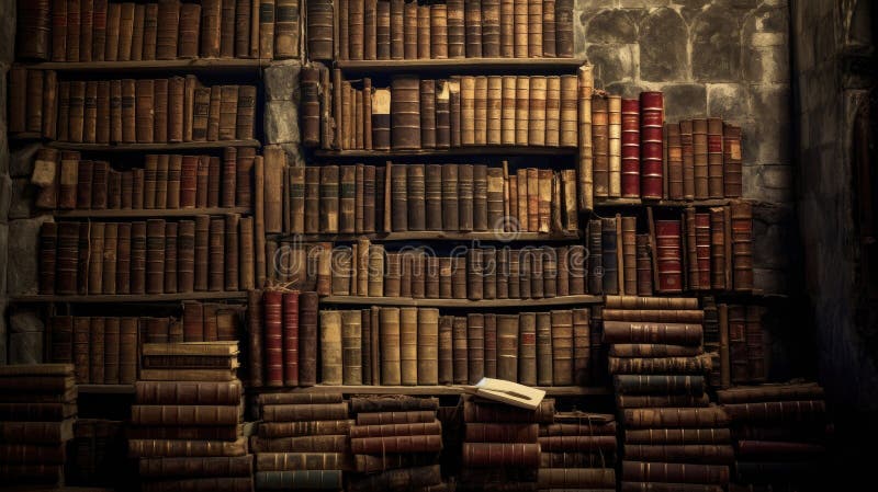 A Wall Full of Ancient Books of a Library, Holding Many Historical ...
