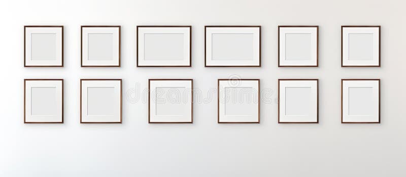 A Wall Full of Empty Frames Stock Photo - Image of hanging, wooden ...