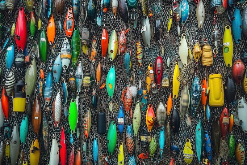 A Wall Full of Fishing Lures, Different Colors and Shapes Ai Photo ...