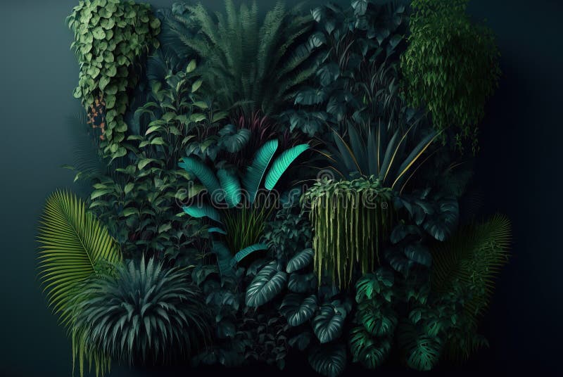 Wall is Full of Green Vegetation. Generative Illustration Stock ...
