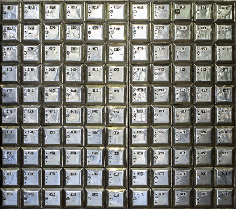 Wall Full of Rows of Metal Post Office Boxes Stock Photo - Image of ...