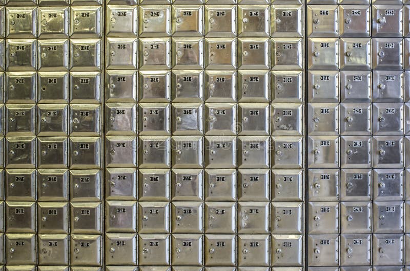Wall Full of Rows of Metal Post Office Boxes Stock Photo - Image of ...