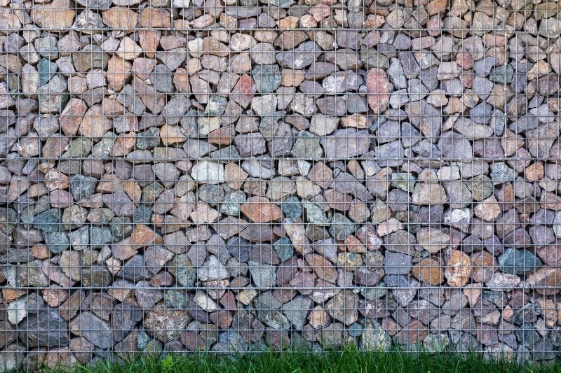 Wall of Gabions Background, Natural Stones in Gardering Stock Photo ...
