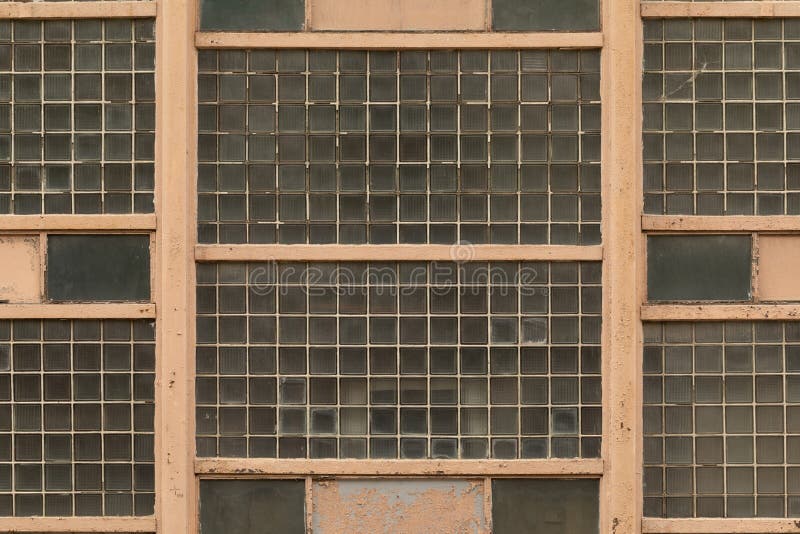 The Wall of Glass Blocks. Pattern of Square Glass Blocks. Industrial ...