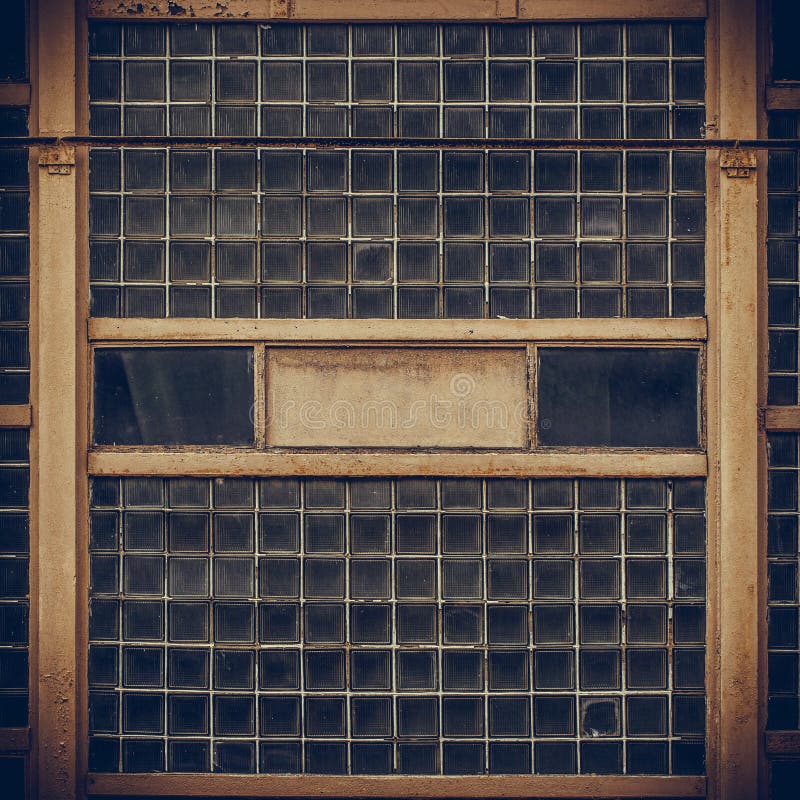 The Wall of Glass Blocks. Pattern of Square Glass Blocks. Industrial ...