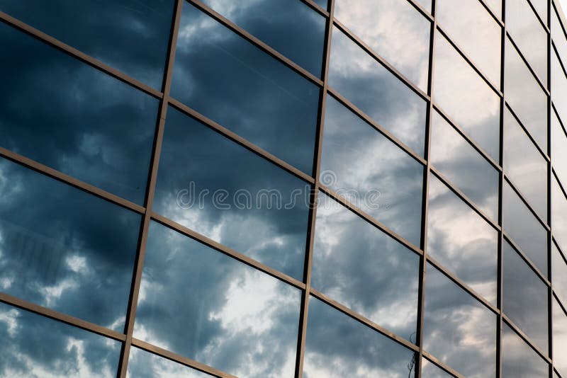 Wall Glass Skyscraper with Reflection of the Sky at Night Stock Image ...