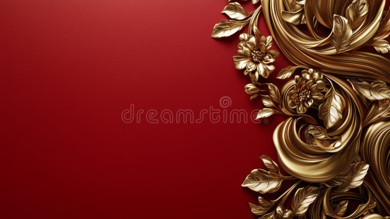 Wall with Gold Stucco Design of Native Thai Style. Stock Image Stock ...