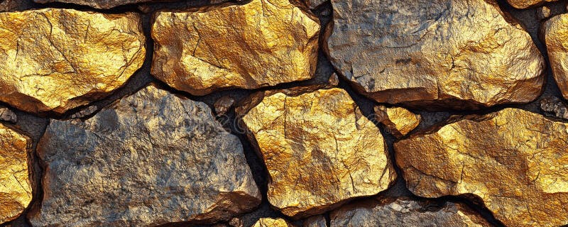 Wall of Golden Stones, Seamless Pattern. Abstract Gold Stones Stock ...