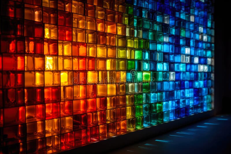 A Wall with a Gradient of Coloured Glass Blocks. Created with ...
