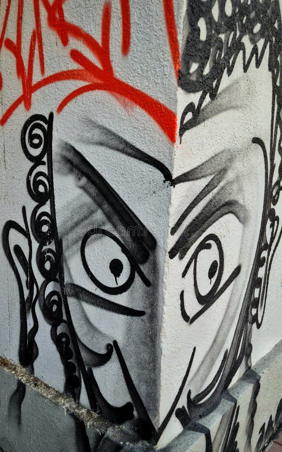 Wall graffiti in Bucharest editorial stock image. Image of black ...