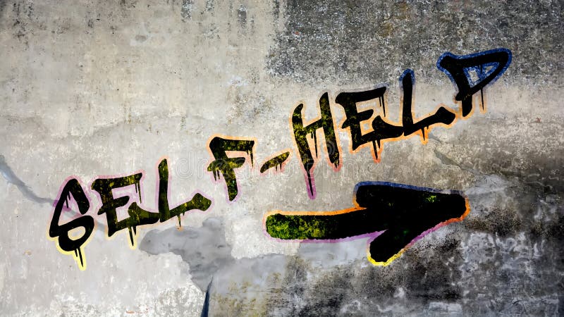 Wall Graffiti to Self-Help stock photo. Image of show - 148206436