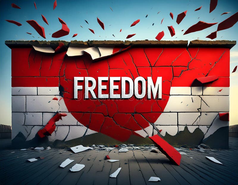 A Wall Graffiti in Greenland Depicting a Breaking Wall with Freedom ...