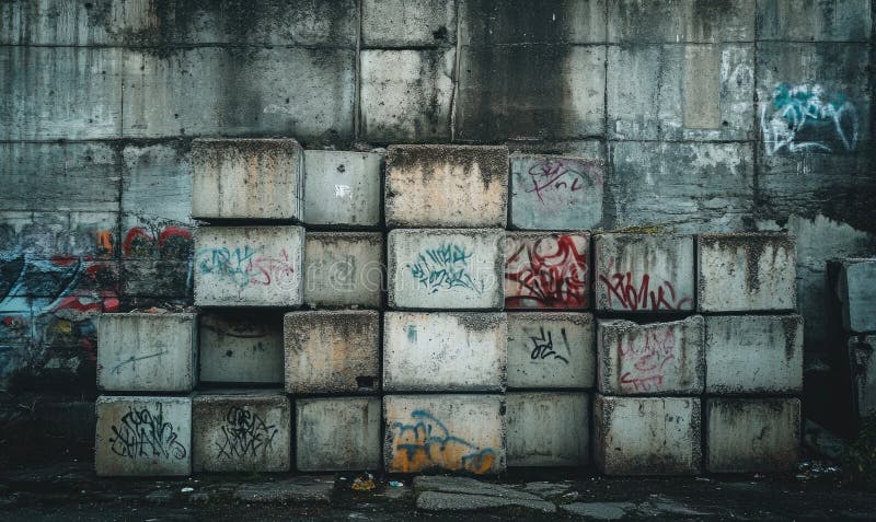 Wall Graffiti Stack Cement Blocks Stock Photos - Free & Royalty-Free ...
