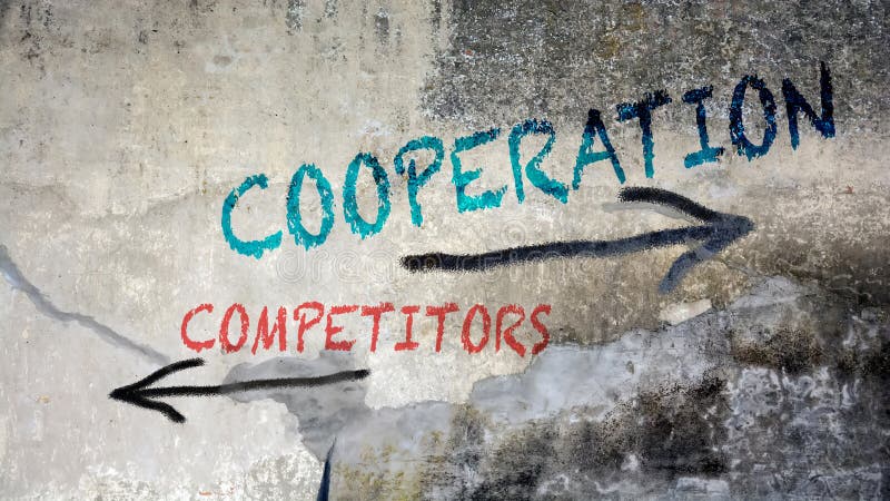 Wall Graffiti To Cooperation Versus Competitors Stock Image - Image of ...