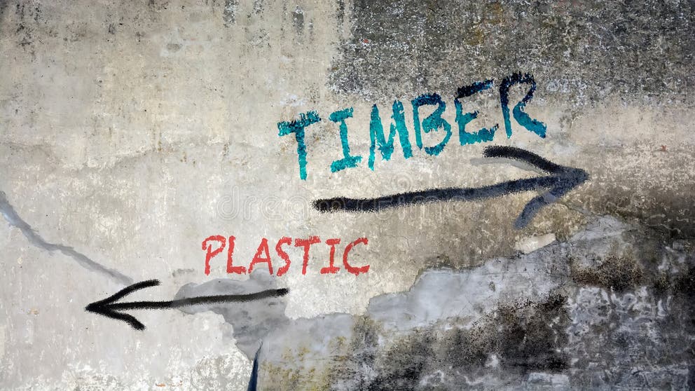 Wall Graffiti To Timber Versus Plastic Stock Illustration ...