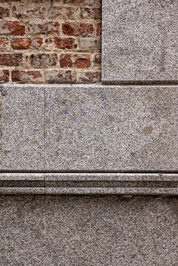Wall with Granite Slabs on Clay and Cement Bricks. Vector Granite Stock ...